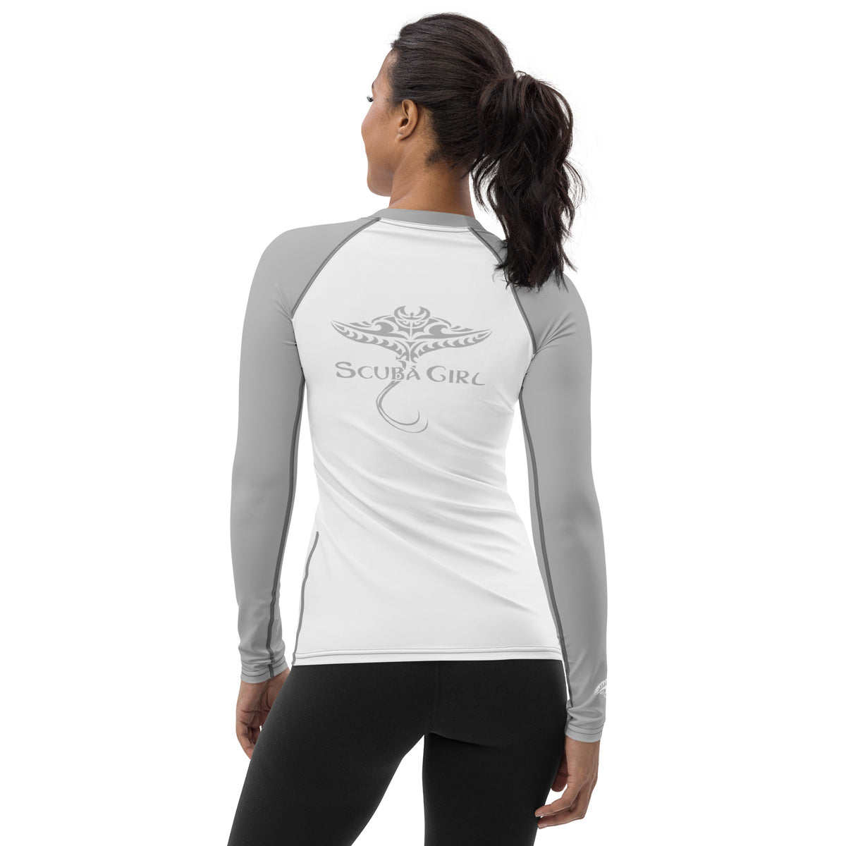 Women's Scuba Rash Guard - Tribal Ray (Gray) – Scuba Girl Apparel